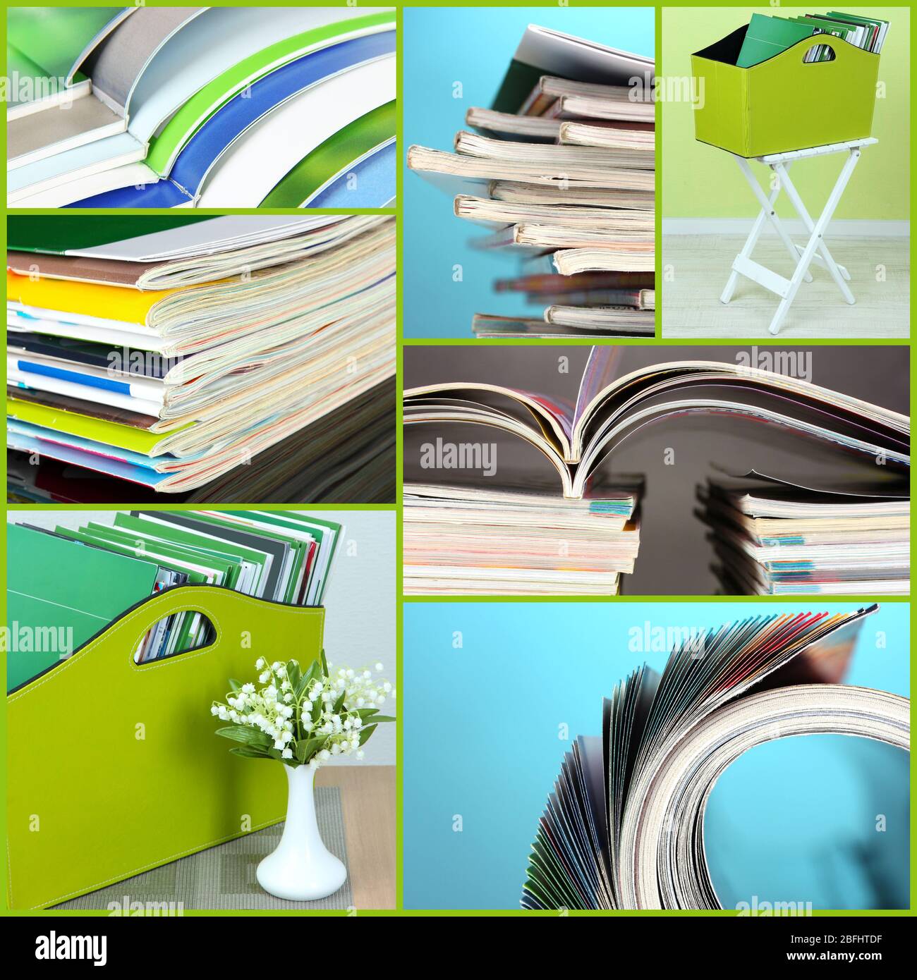 Collage of colorful magazines close-up Stock Photo - Alamy