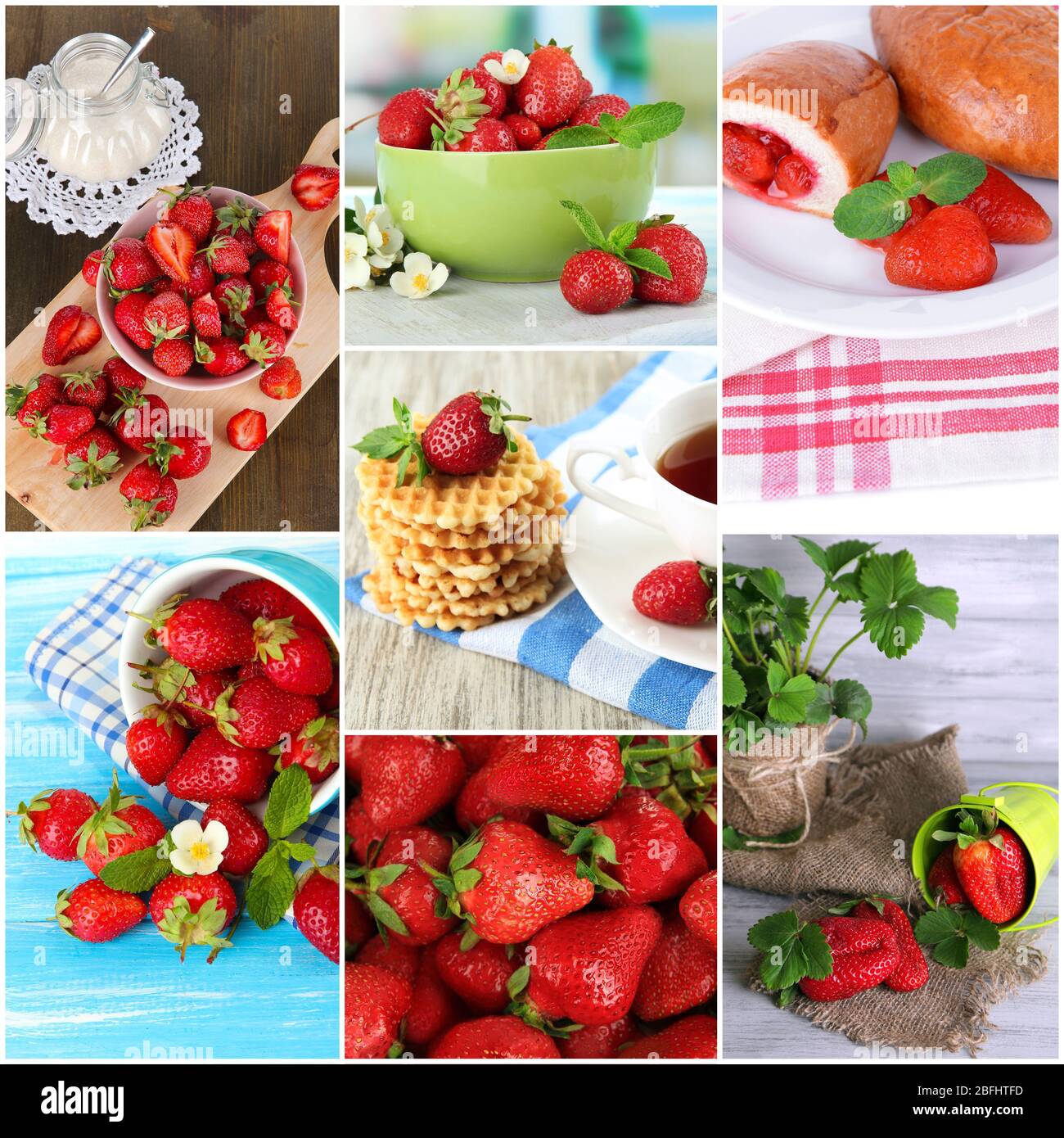 Collage of fresh strawberry Stock Photo - Alamy