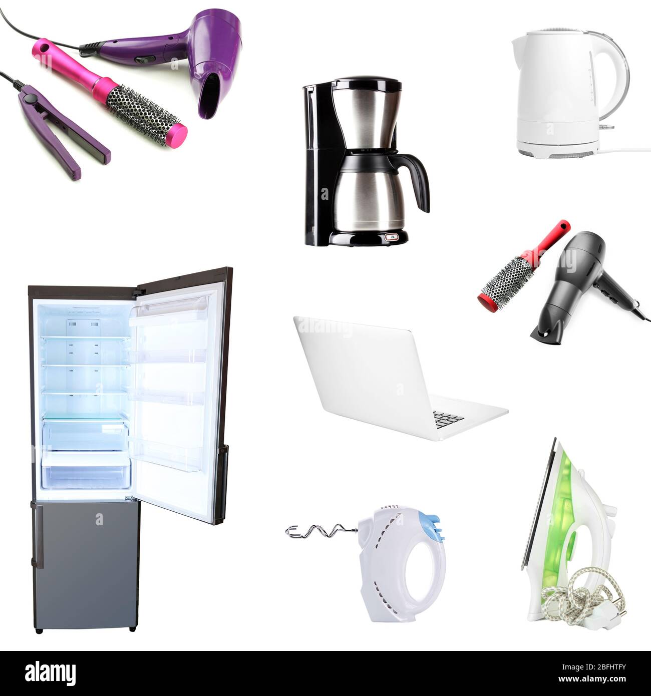 Set of household appliances isolated on white Stock Photo - Alamy