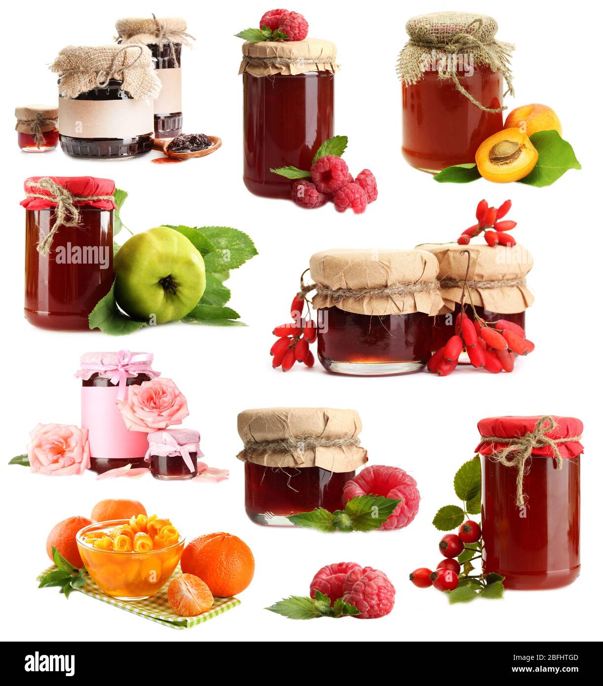 Sweet jam collage, isolated on white Stock Photo - Alamy