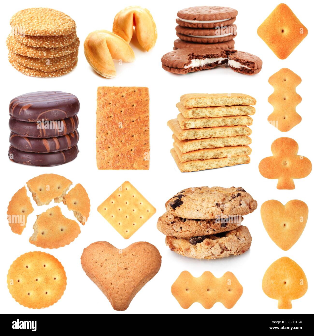 Collage of tasty cookies isolated on white Stock Photo - Alamy