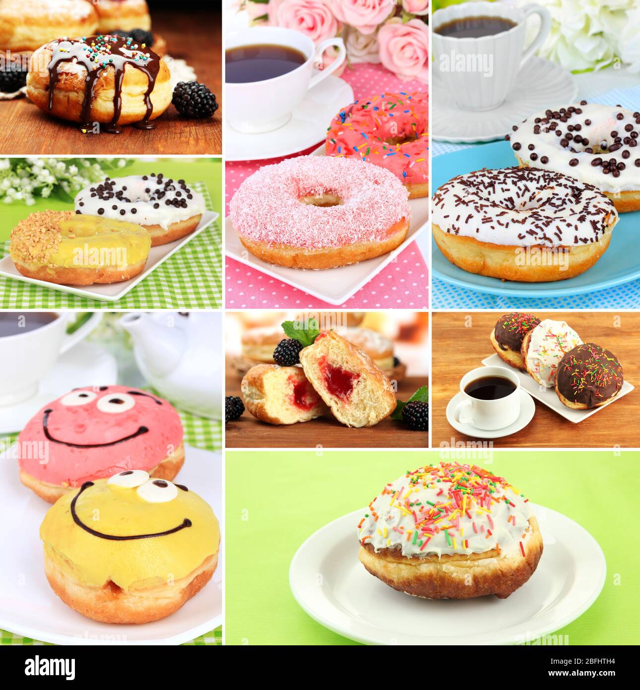 Collage of tasty donuts Stock Photo - Alamy