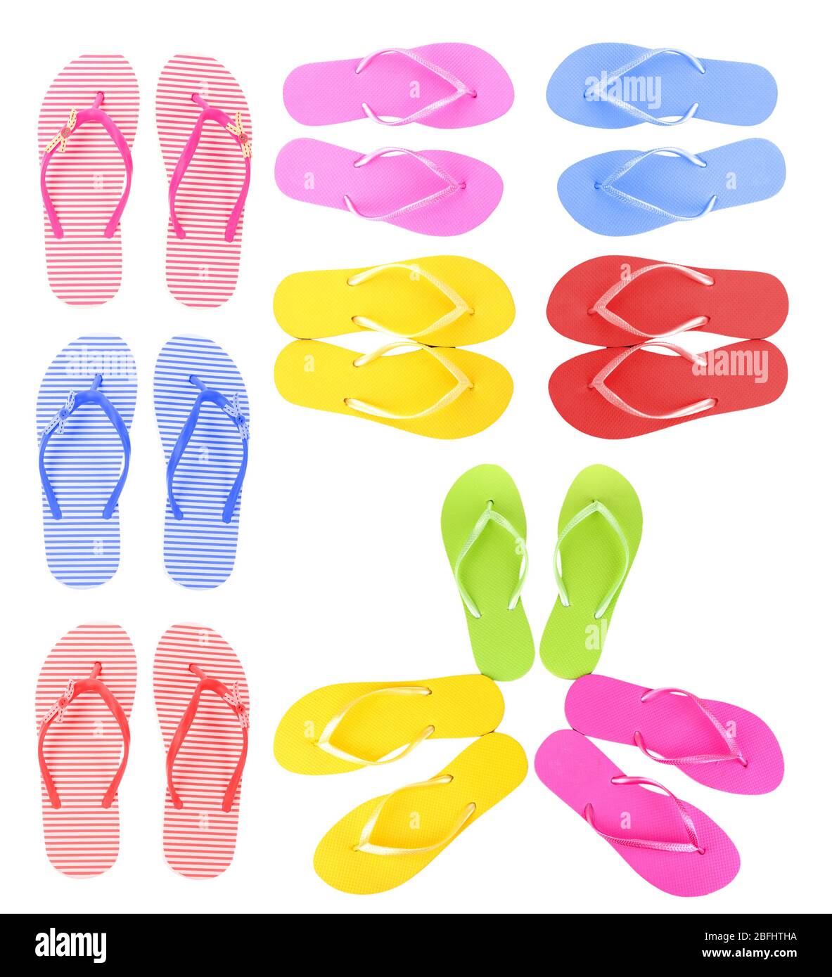 Colorful flip-flops collage isolated on white Stock Photo - Alamy