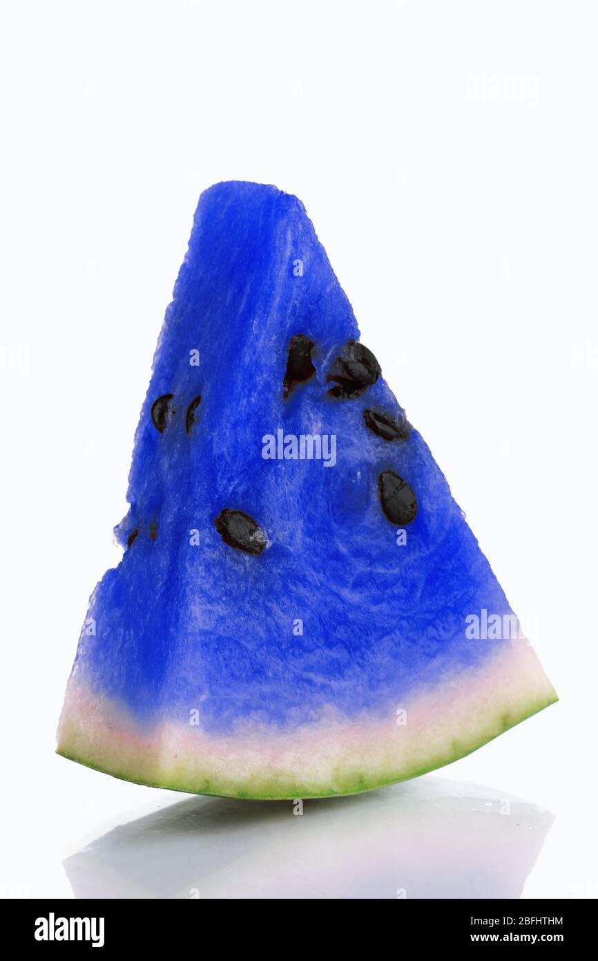 Blue watermelon slice isolated on white Stock Photo - Alamy