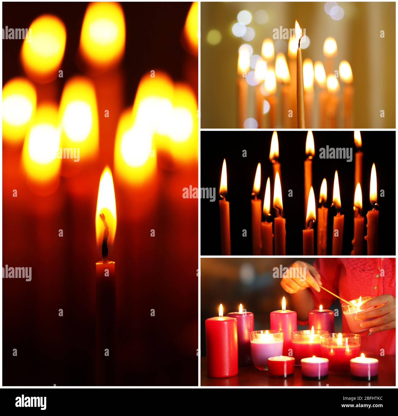 Religion candles collage Stock Photo - Alamy