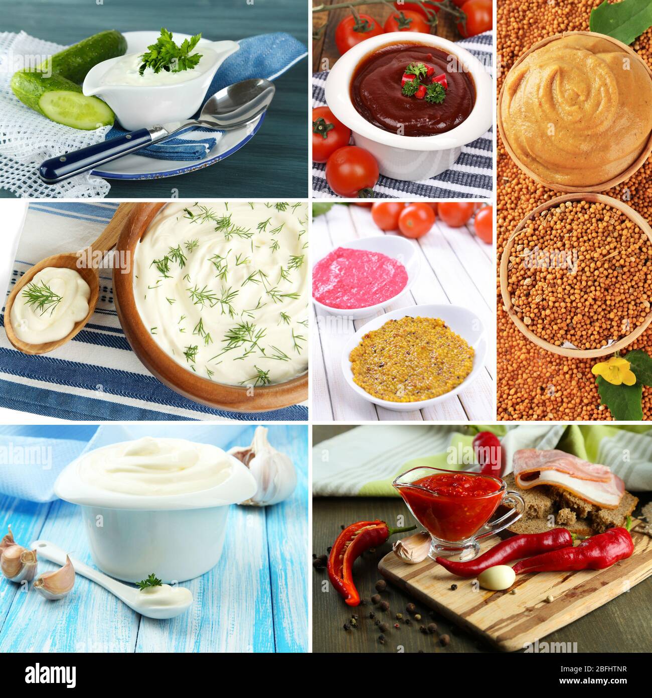 Collage of different sauce Stock Photo - Alamy