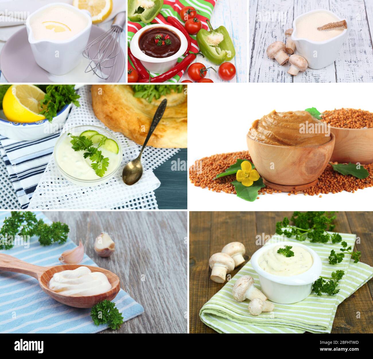 Collage of different sauce Stock Photo - Alamy