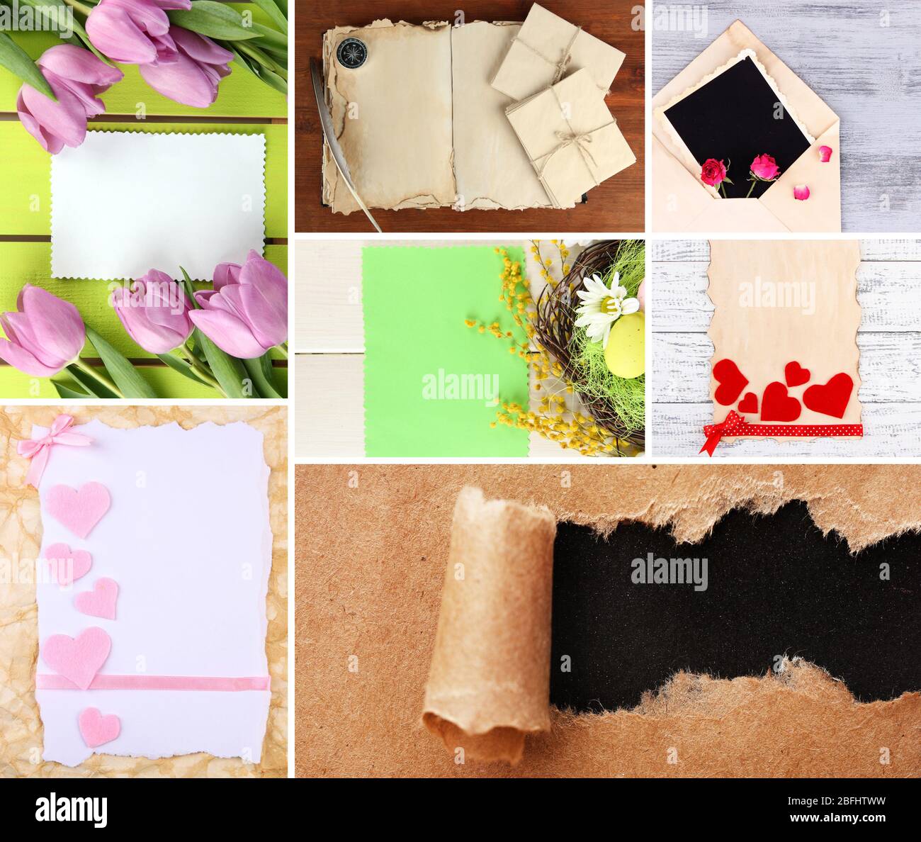 Collage of different kind of paper Stock Photo - Alamy