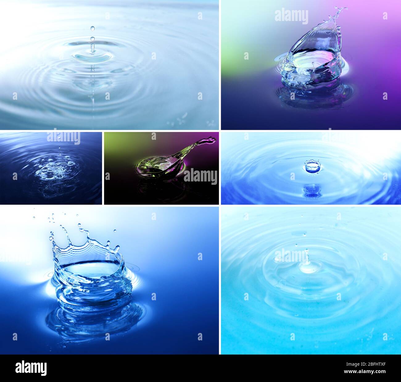 Collage of water drops close-up Stock Photo - Alamy
