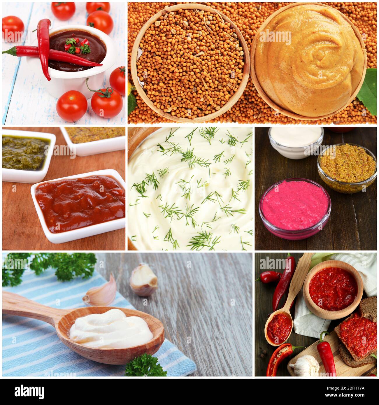 Collage of different sauce Stock Photo - Alamy