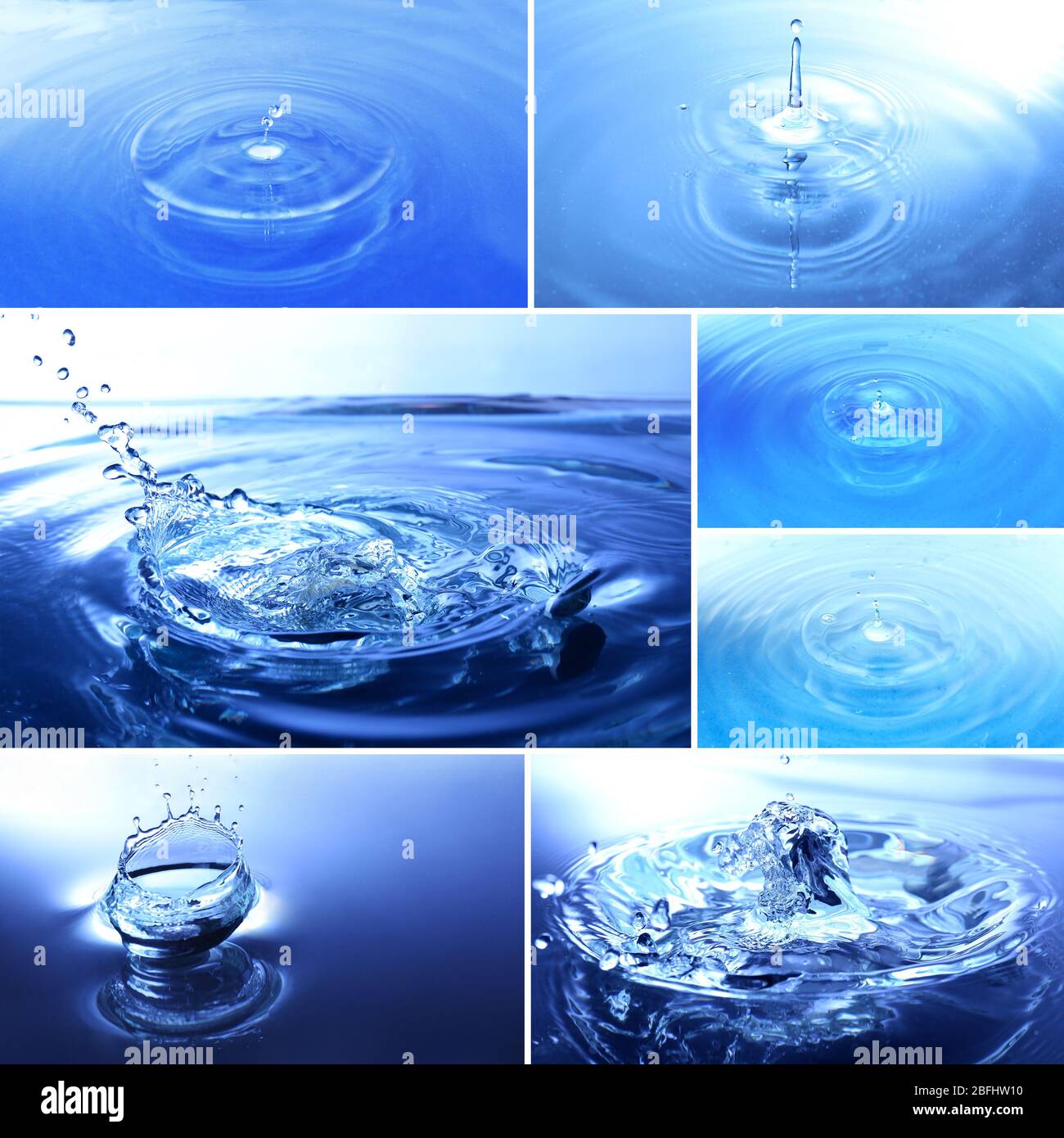 Collage of water drops close-up Stock Photo - Alamy