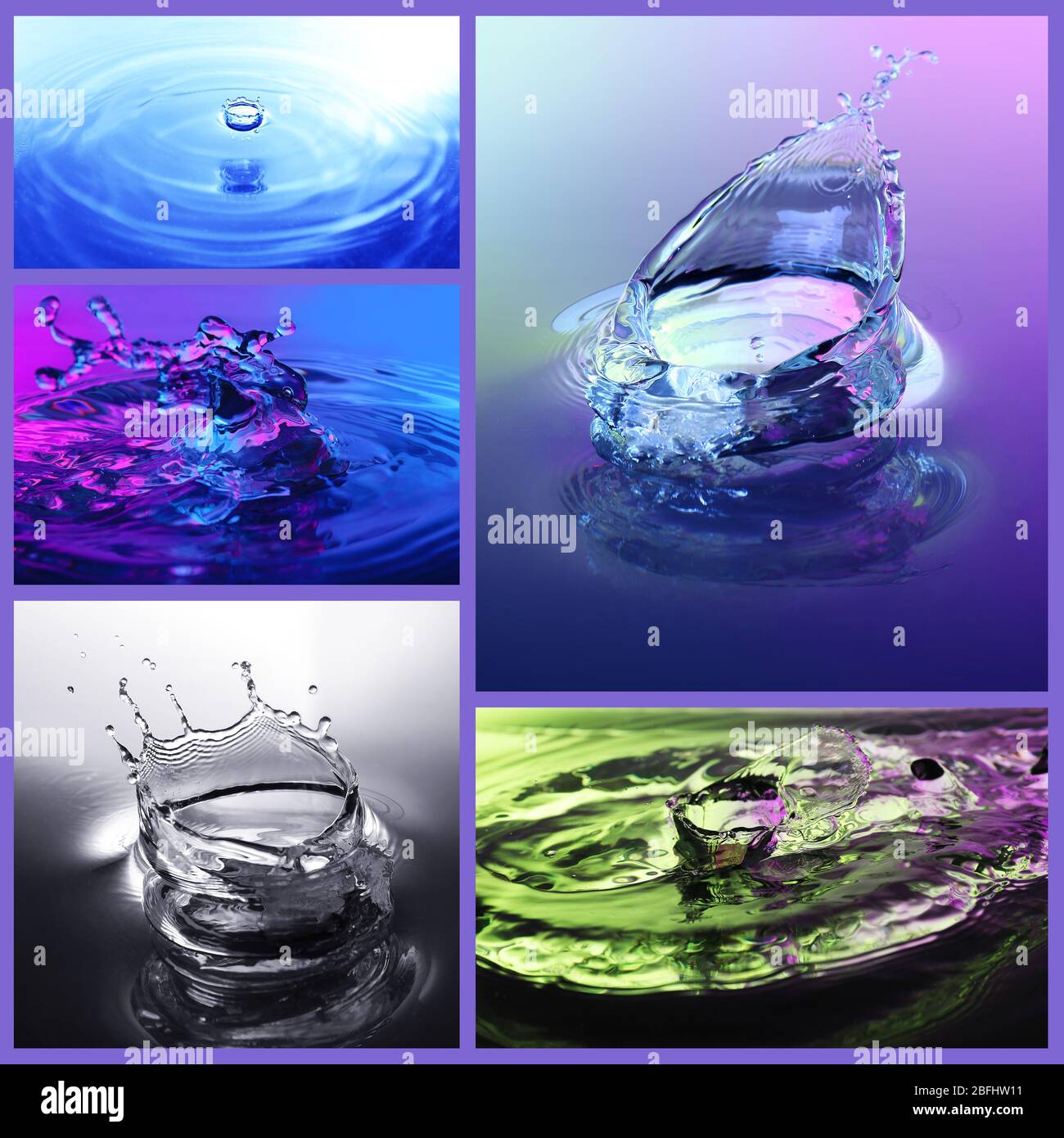 Collage of water drops close-up Stock Photo - Alamy