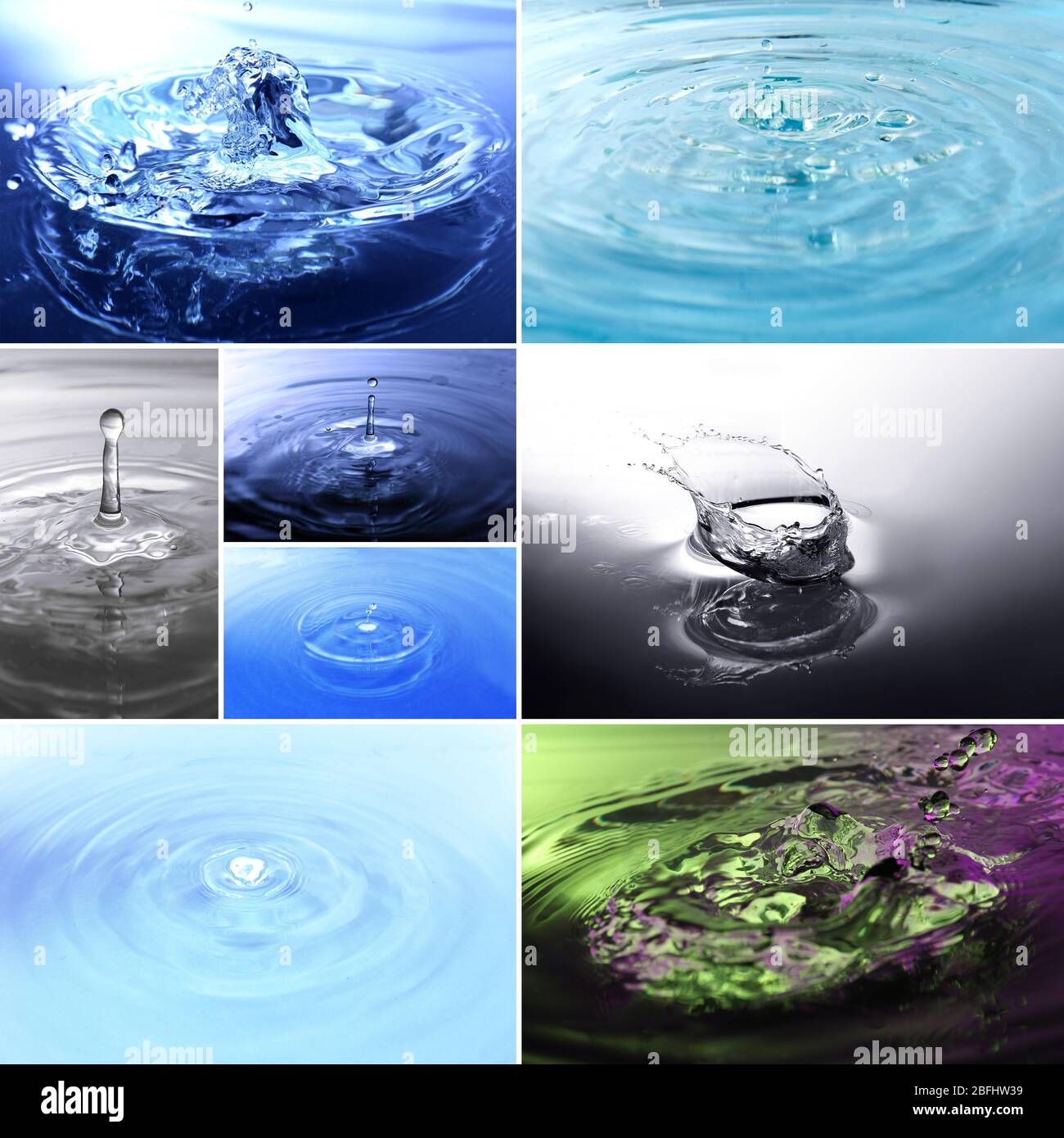 Collage of water drops close-up Stock Photo - Alamy