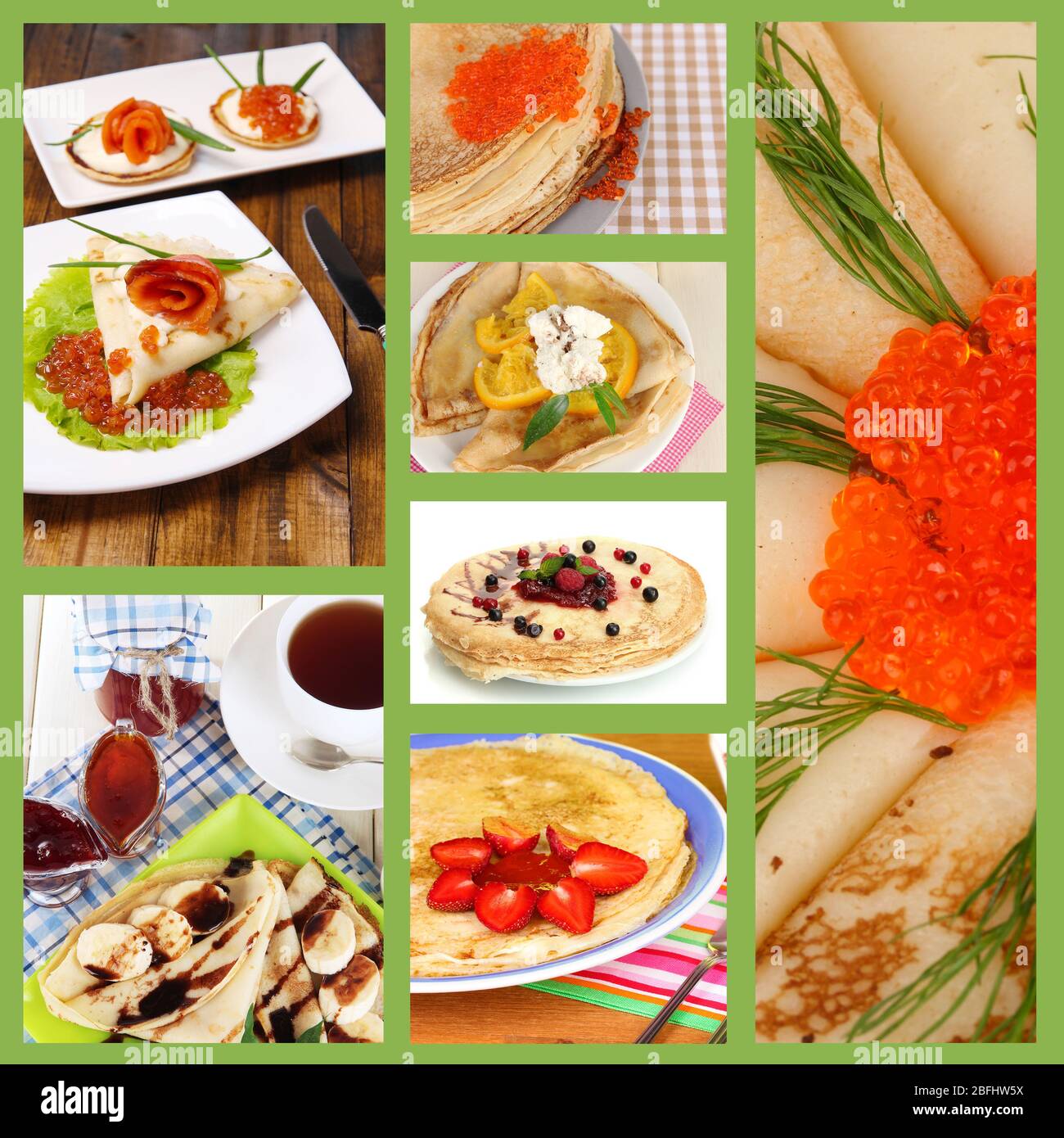 Delicious pancakes collage Stock Photo - Alamy
