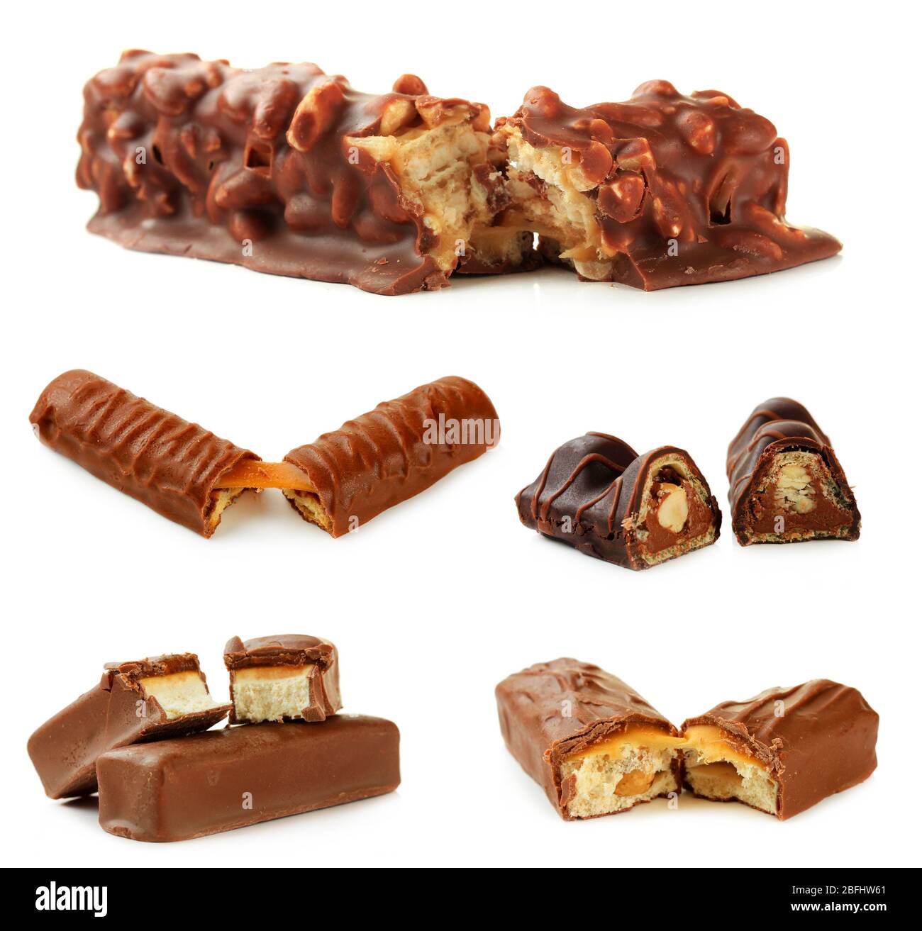 Collage of chocolate bars isolated on white Stock Photo - Alamy