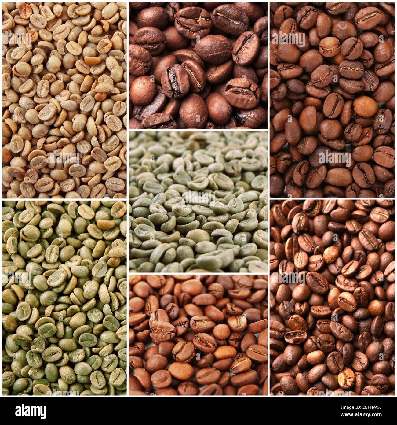 Collage of different coffee beans Stock Photo - Alamy