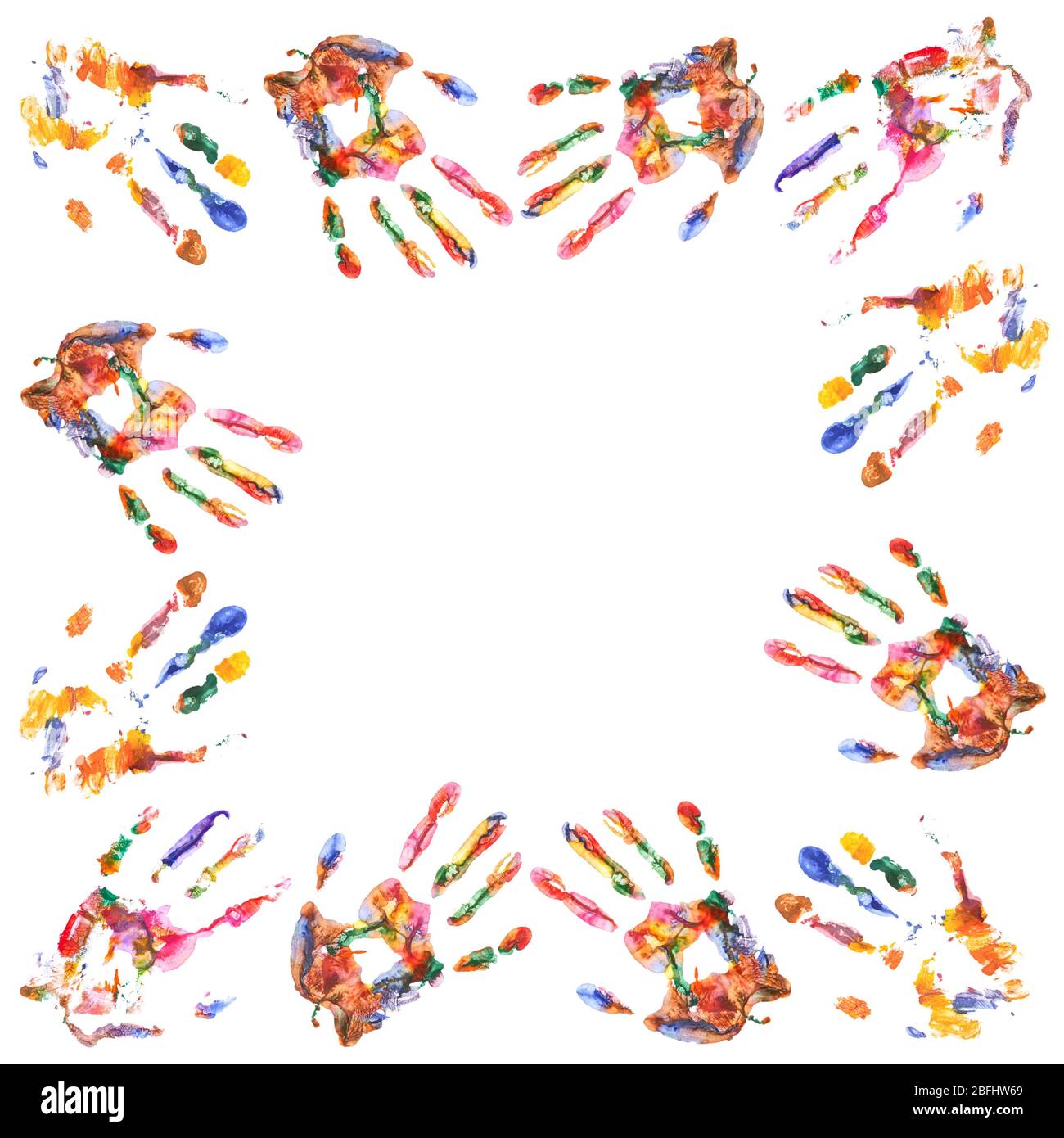 Many colorful hand prints hi-res stock photography and images - Alamy