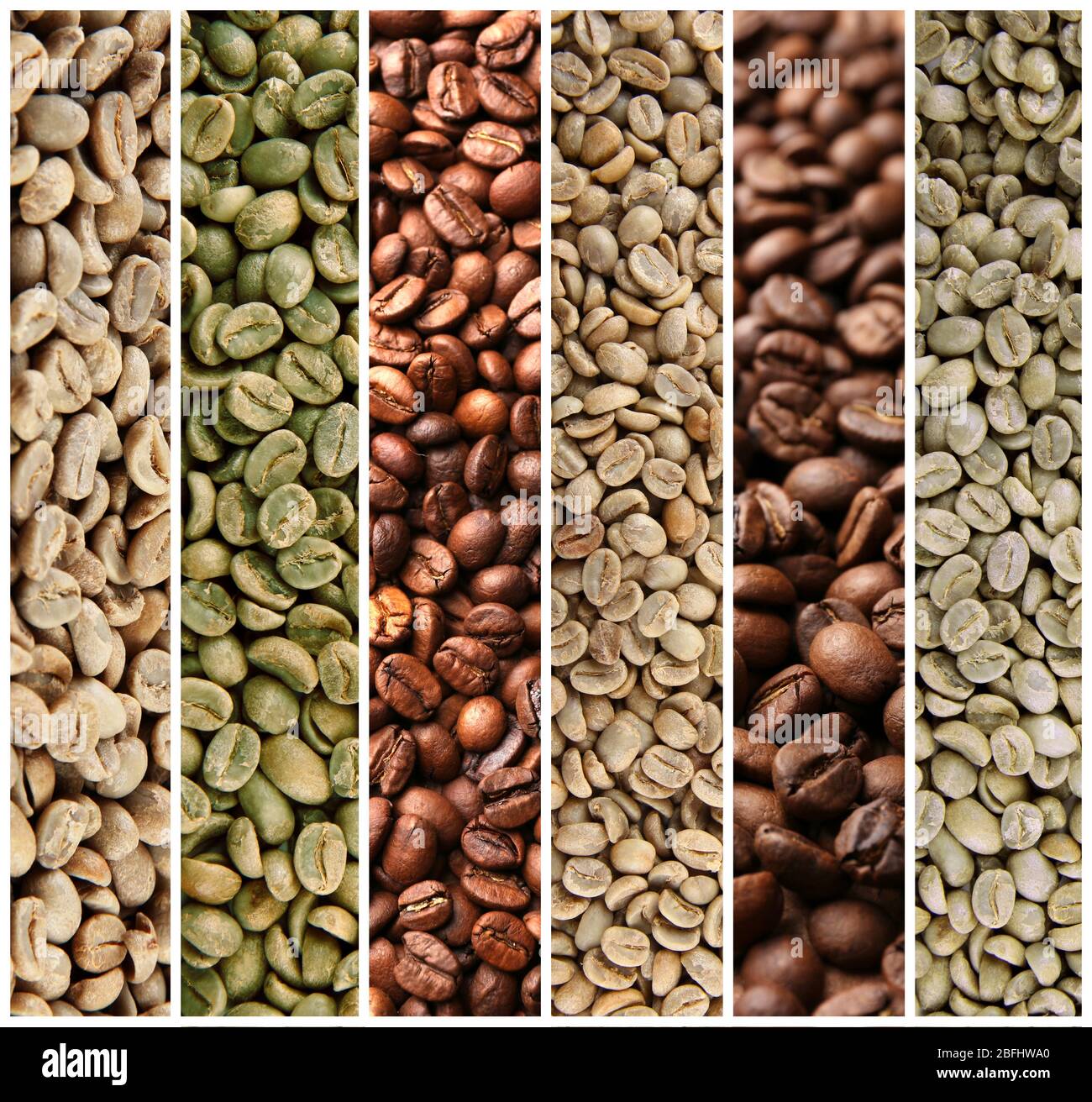 Collage of different coffee beans Stock Photo - Alamy
