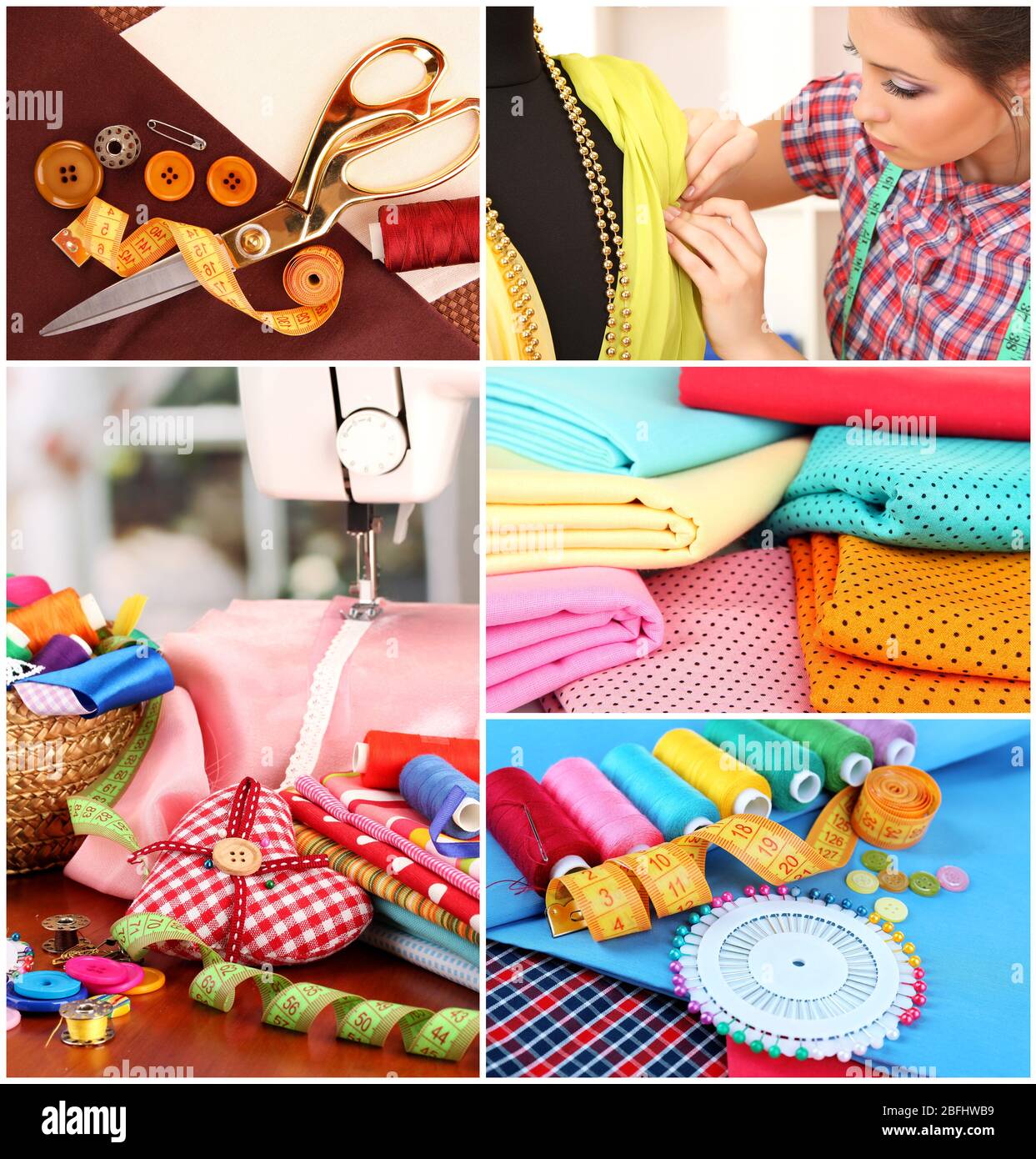 Fashion design collage. Sewing items Stock Photo - Alamy