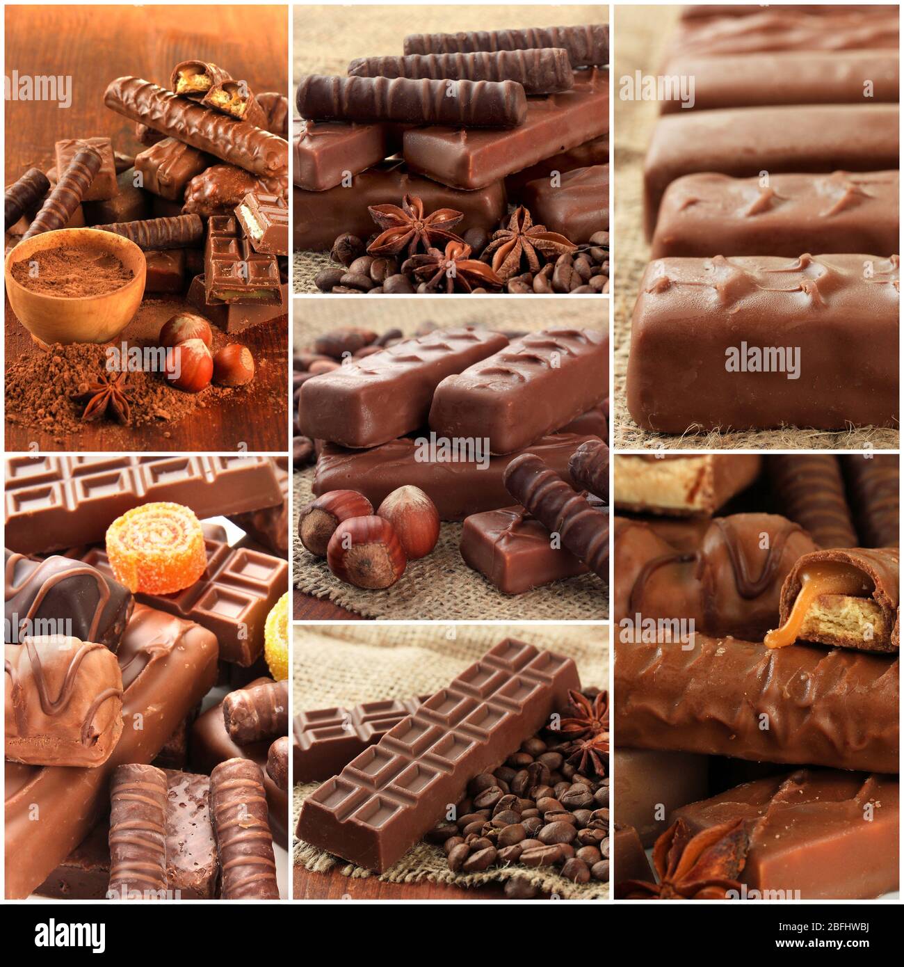 Collage of chocolate bars Stock Photo - Alamy