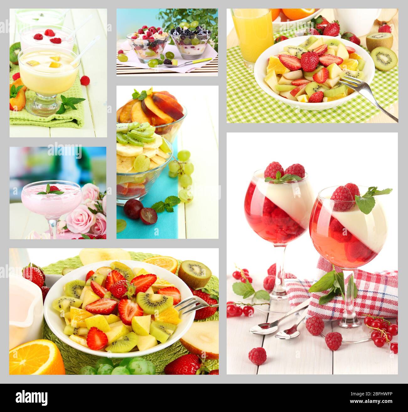 Fruit dessert collage Stock Photo - Alamy