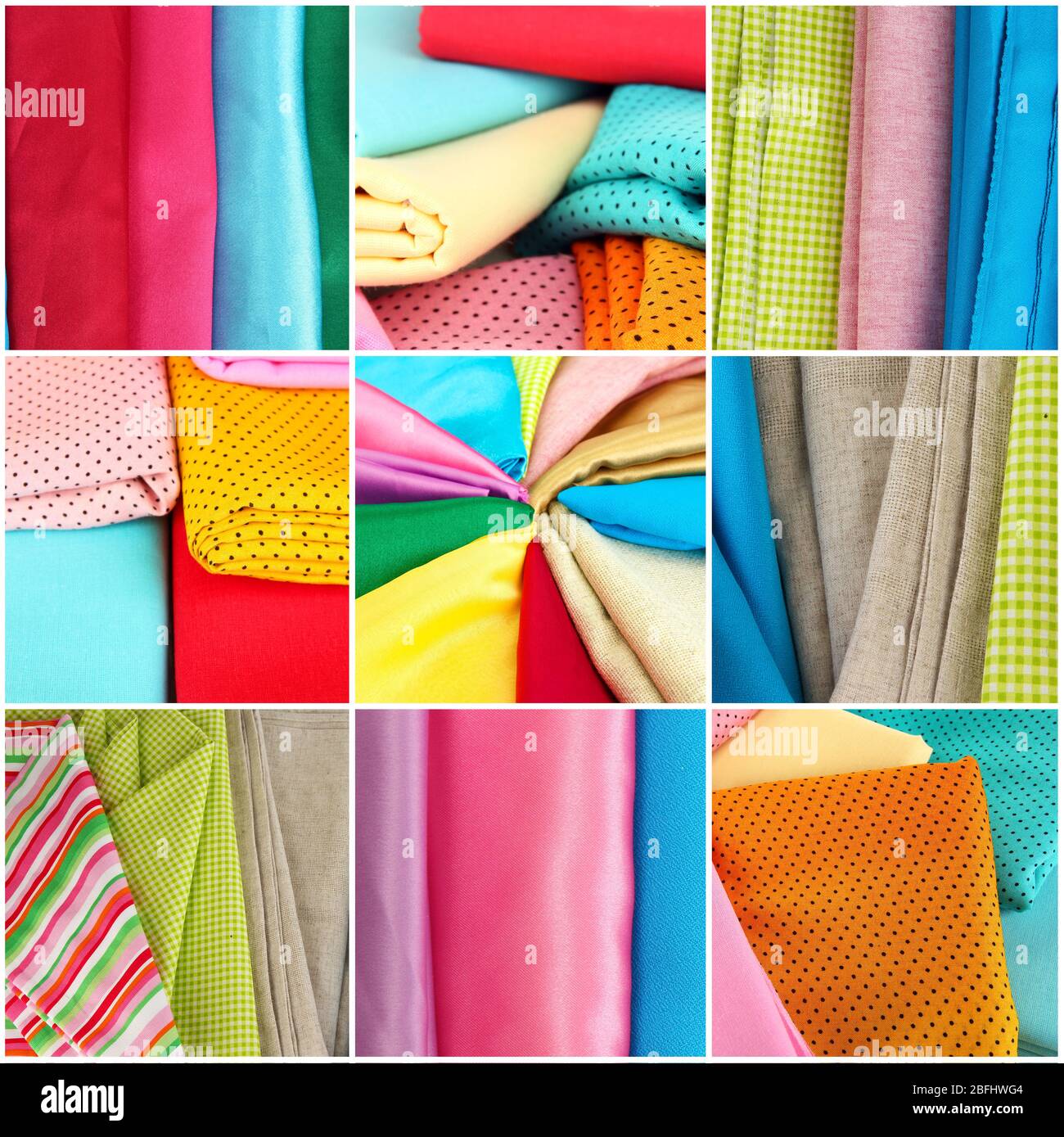 Colorful fabrics collage Stock Photo - Alamy