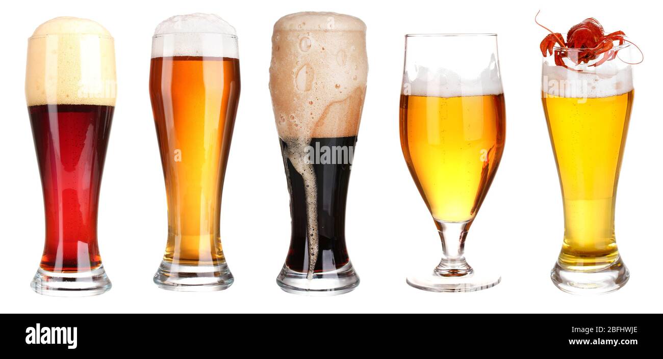 Beer collage, isolated on white Stock Photo - Alamy