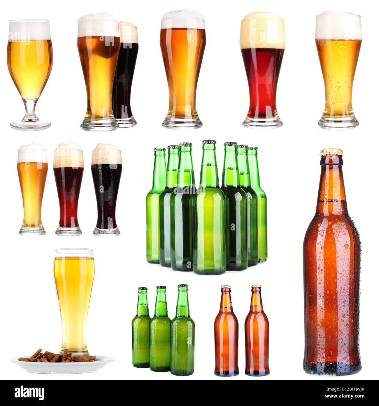 Beer collage, isolated on white Stock Photo - Alamy