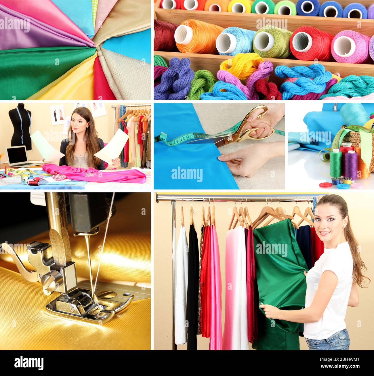 Fashion design collage. Sewing items Stock Photo - Alamy