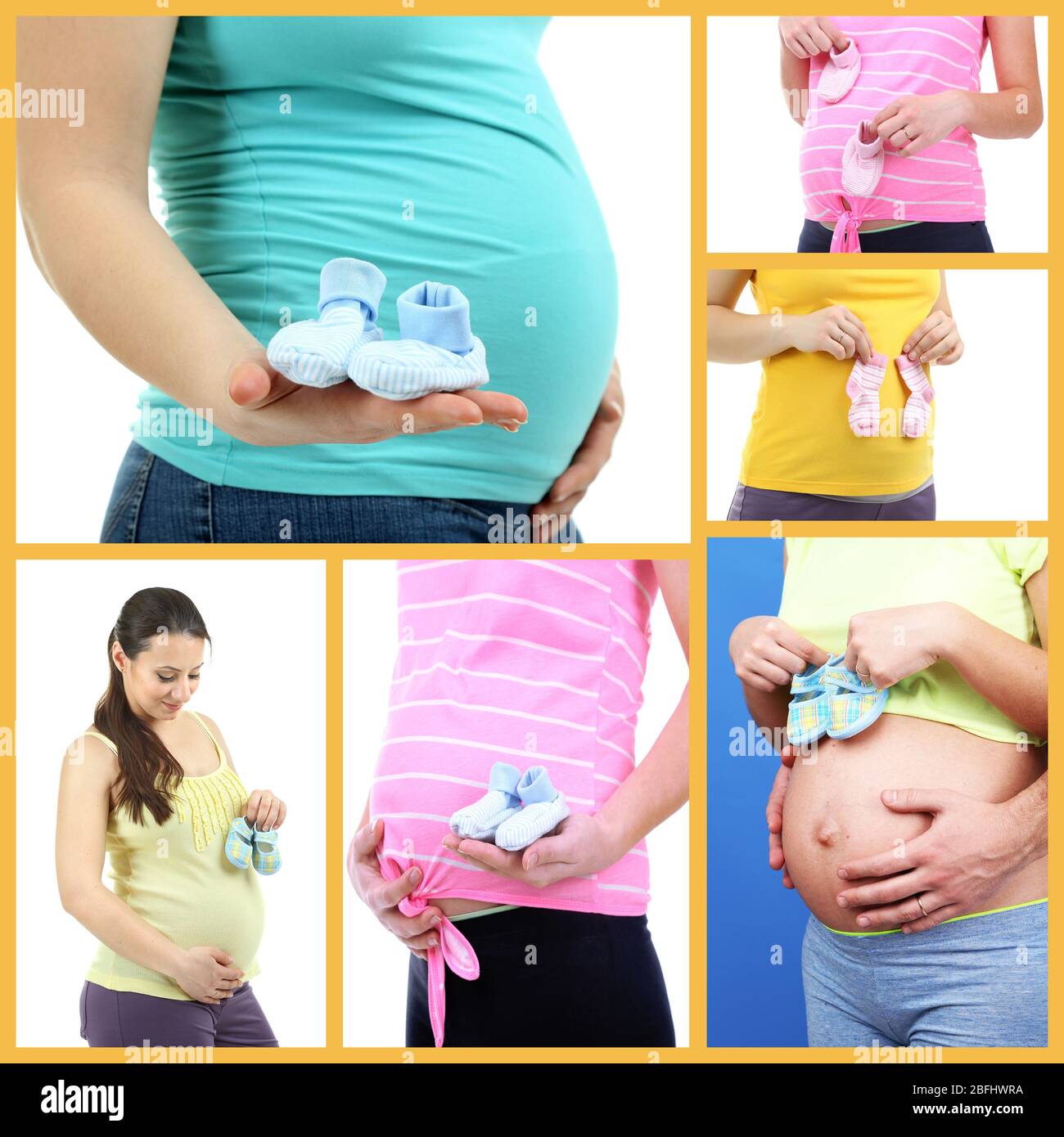 Collage of photos with pregnant girls Stock Photo - Alamy