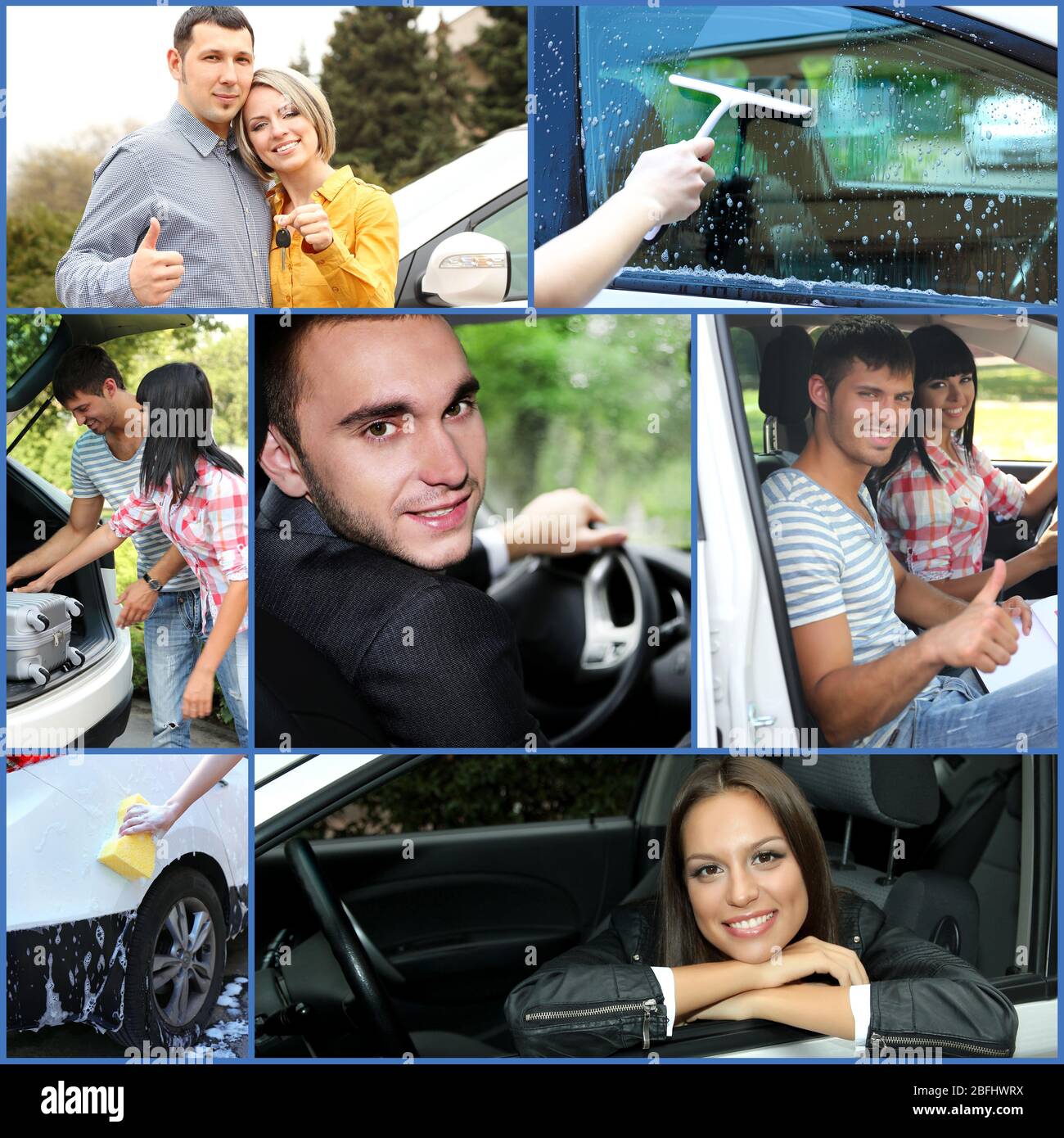 Car driving collage Stock Photo - Alamy