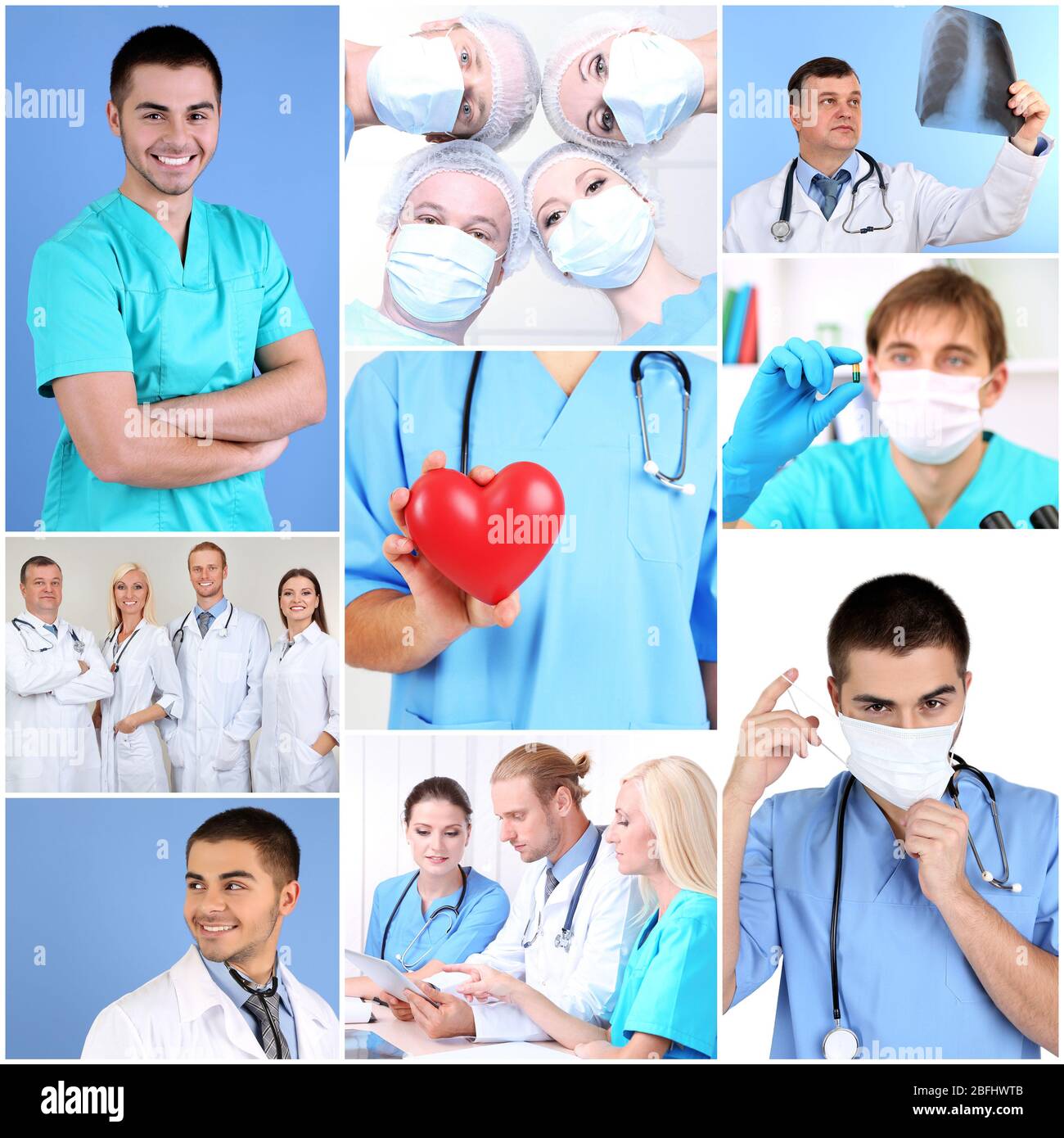 Medical workers collage Stock Photo - Alamy