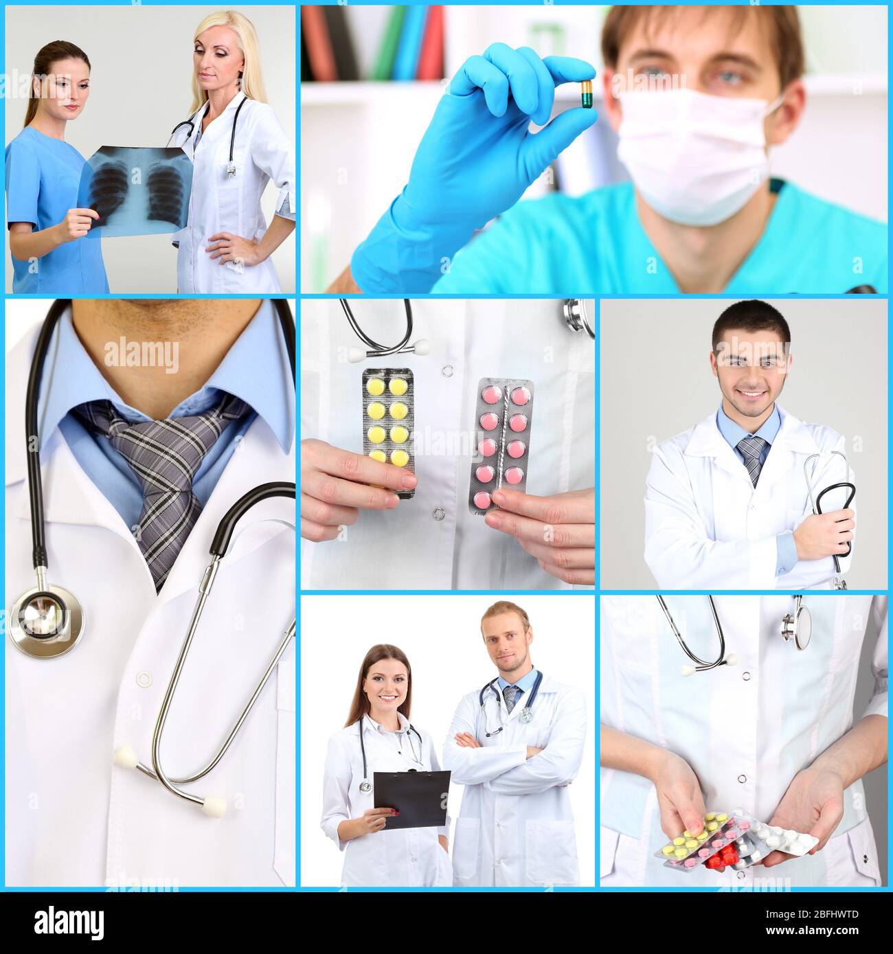 Medical workers collage Stock Photo - Alamy