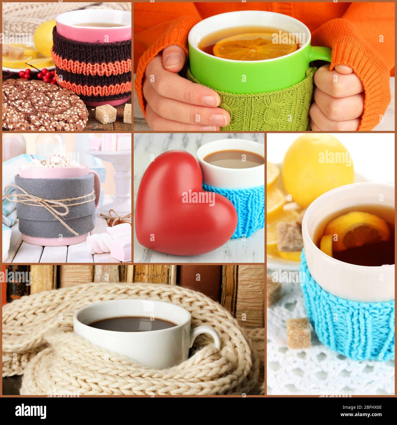 Collage of hot drinks Stock Photo - Alamy