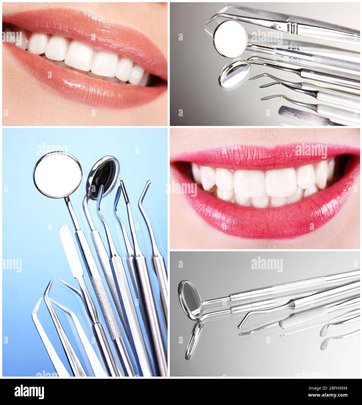 Teeth care concept. Healthy teeth and dental tools Stock Photo - Alamy