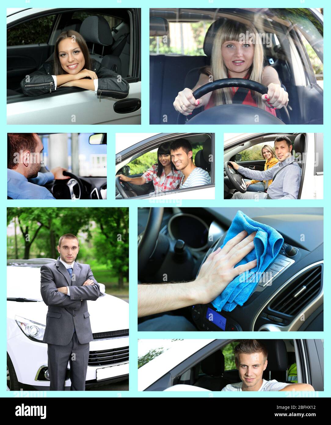 Car driving collage Stock Photo - Alamy
