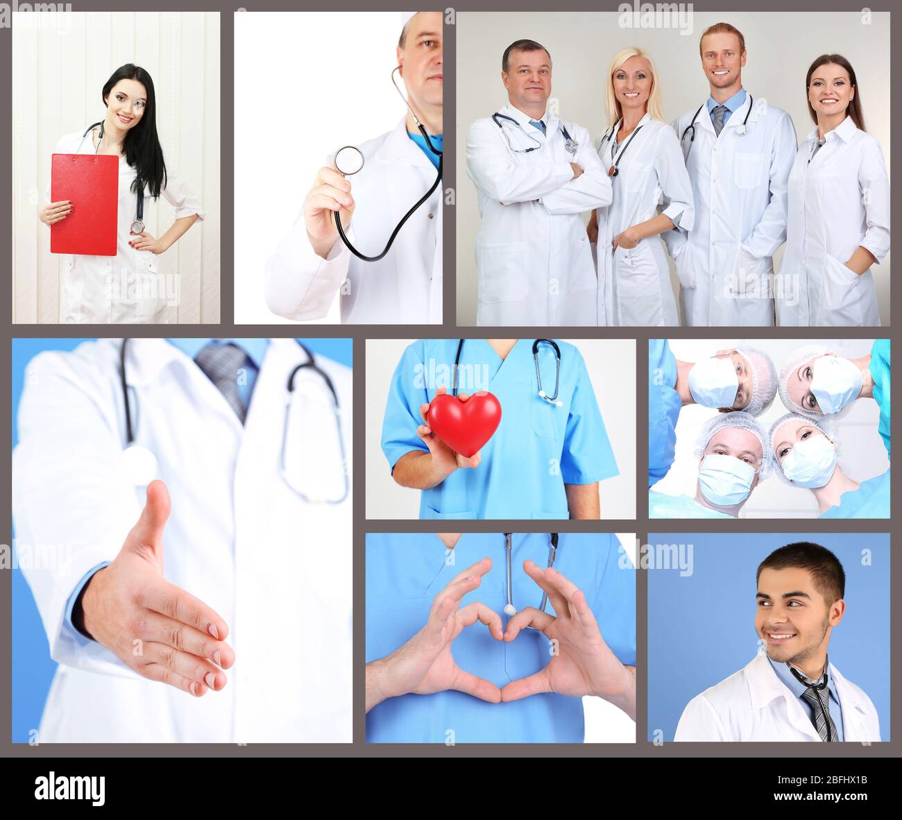 Medical workers collage Stock Photo - Alamy
