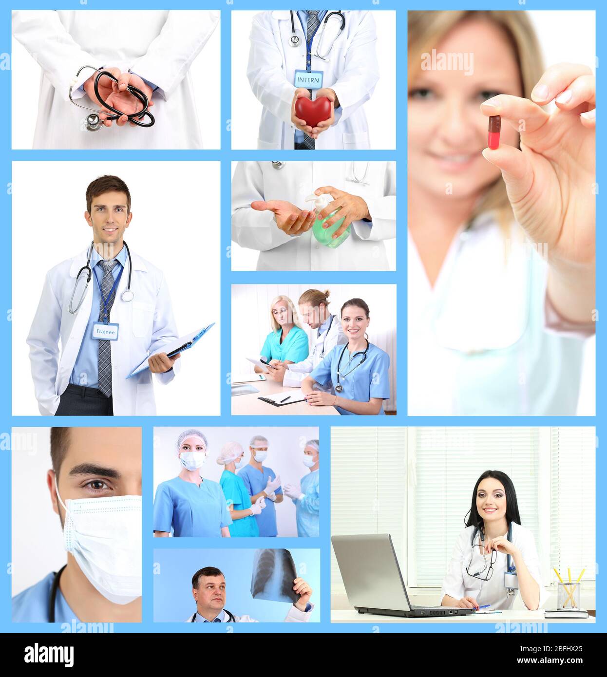 Medical workers collage Stock Photo - Alamy