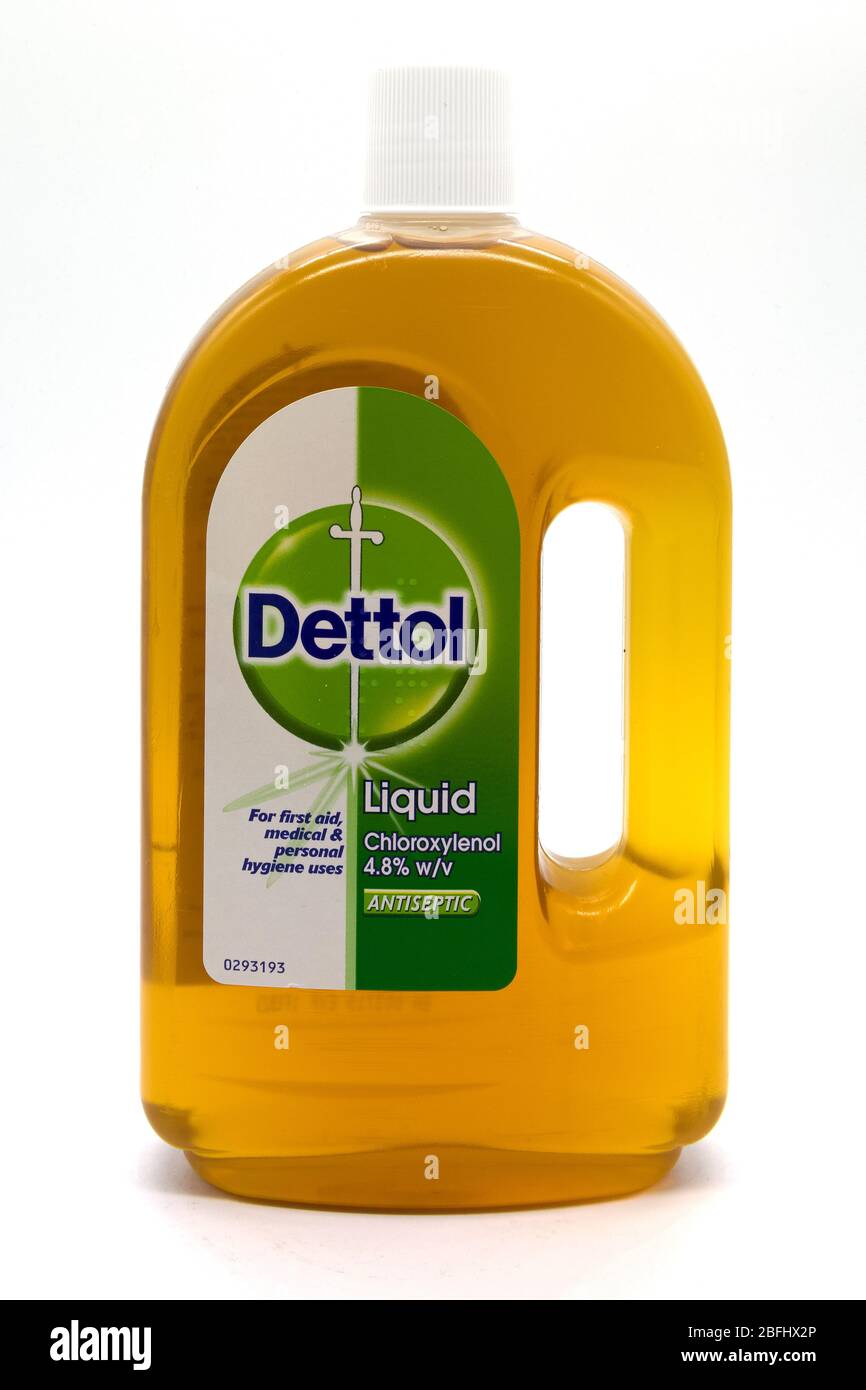 Irvine, Scotland, UK - April 18, 2020: One bottle of Dettol at present ...