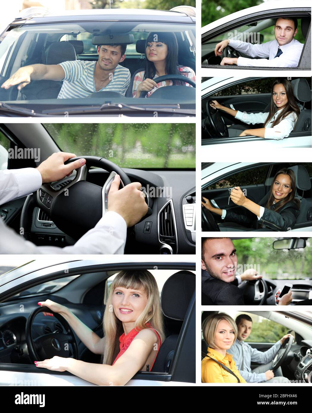 Car driving collage Stock Photo - Alamy