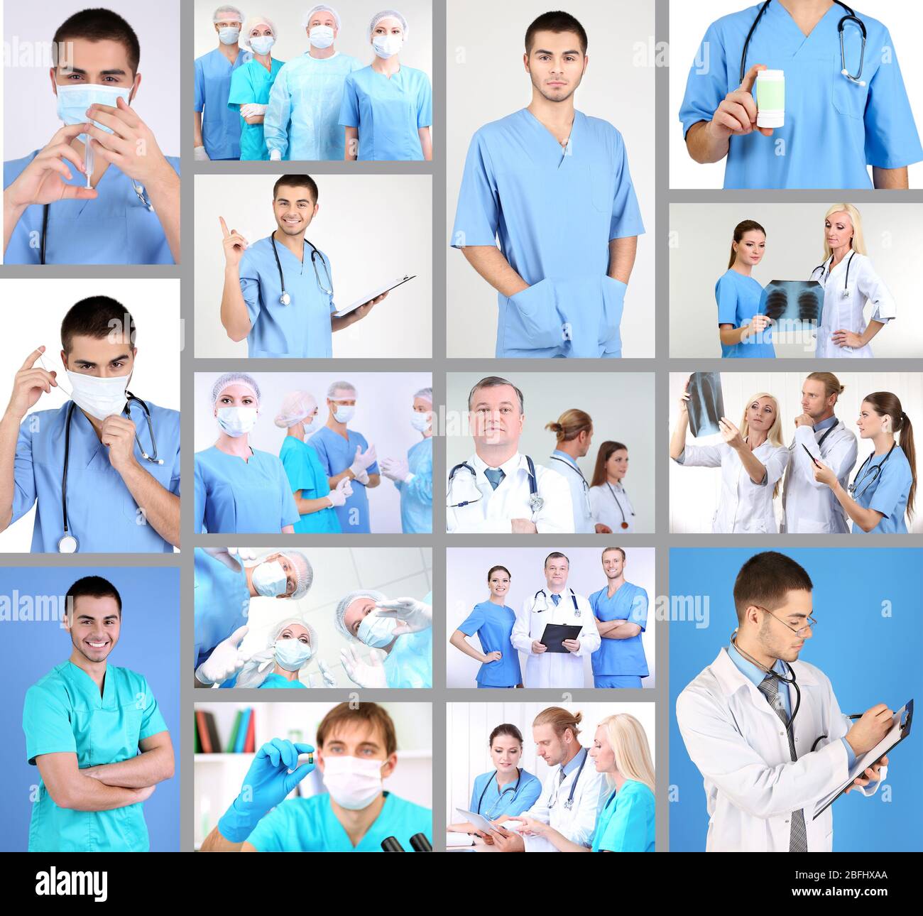 Medical workers collage Stock Photo - Alamy