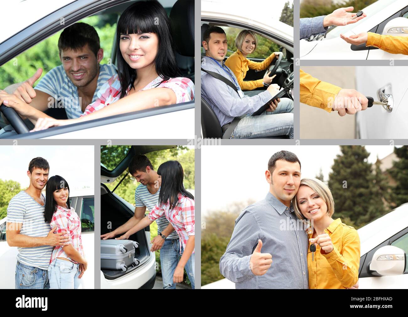 Car driving collage Stock Photo - Alamy