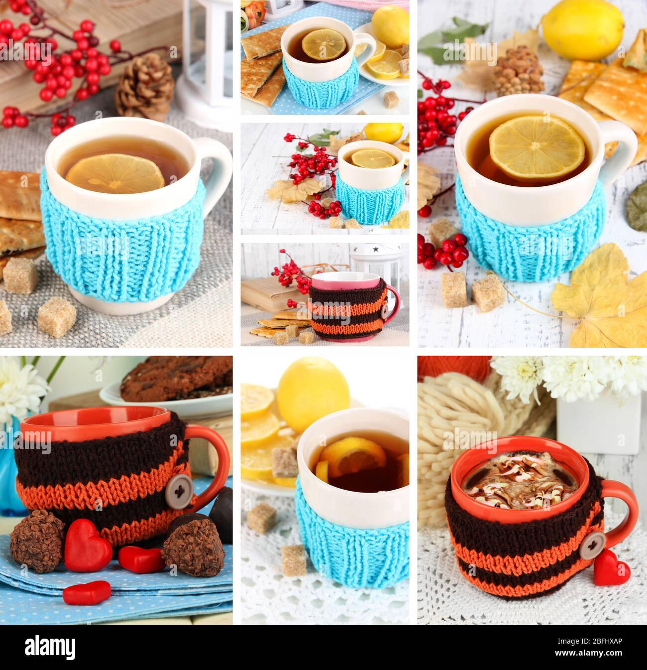 Collage of hot drinks Stock Photo - Alamy