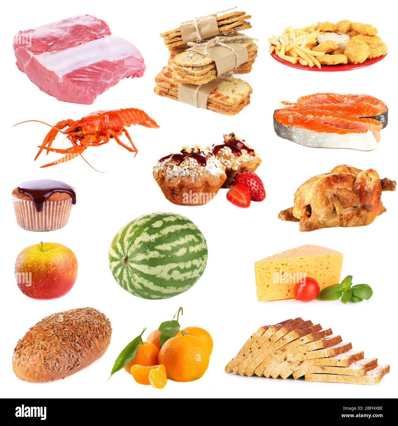 Food collage isolated on white Stock Photo - Alamy