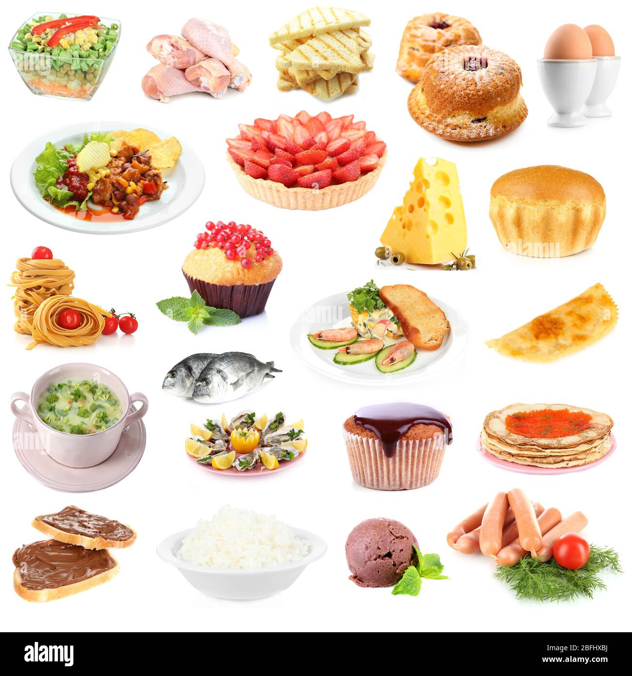 Food collage isolated on white Stock Photo - Alamy