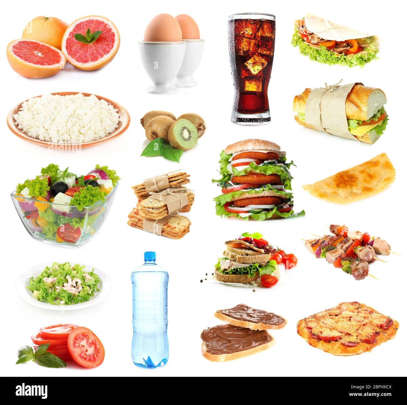 Food and drinks collage isolated on white Stock Photo - Alamy