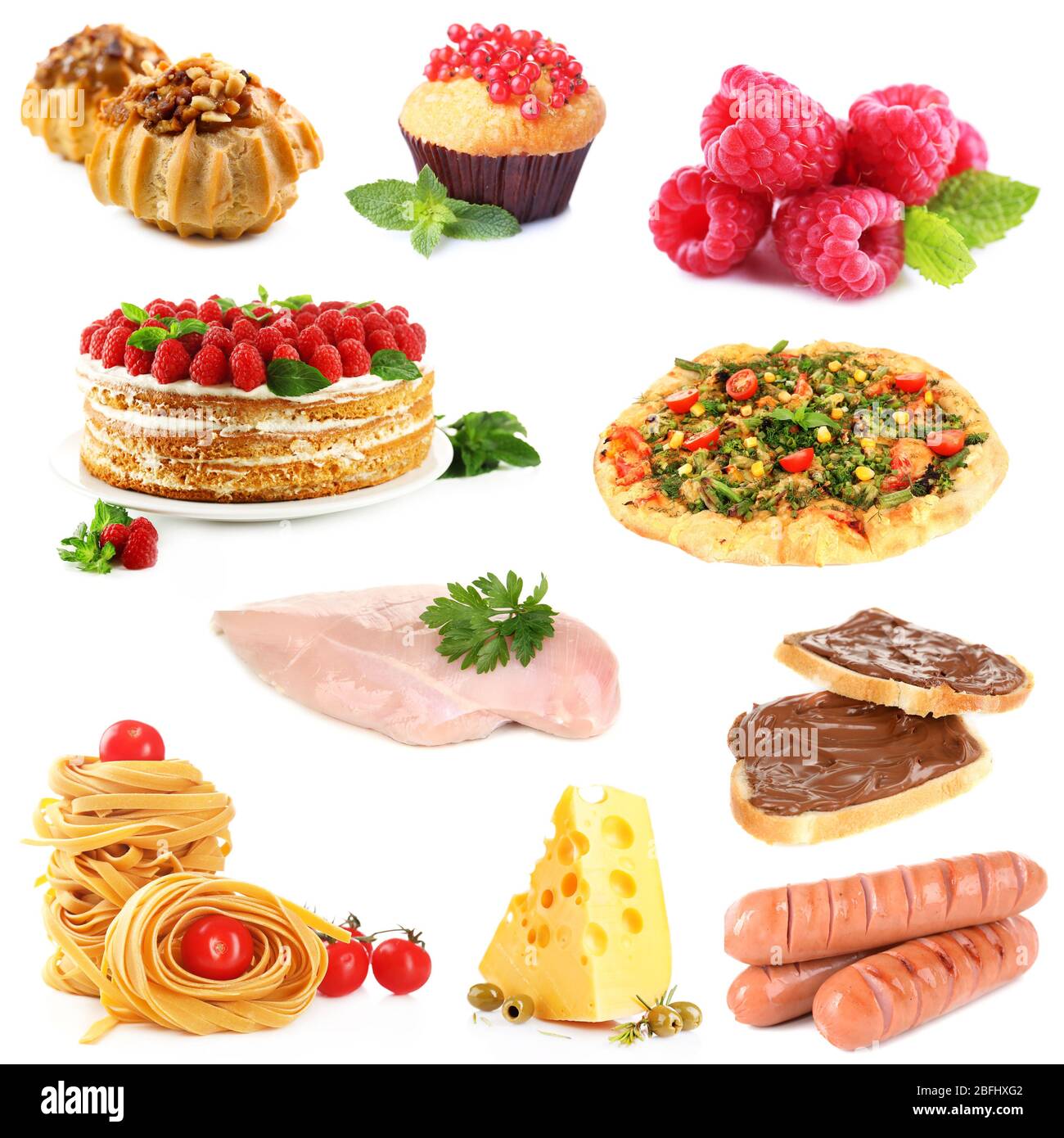 Food collage isolated on white Stock Photo - Alamy