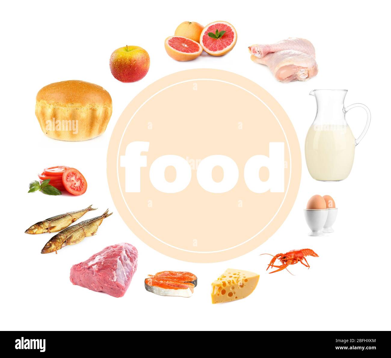 Food collage isolated on white Stock Photo - Alamy
