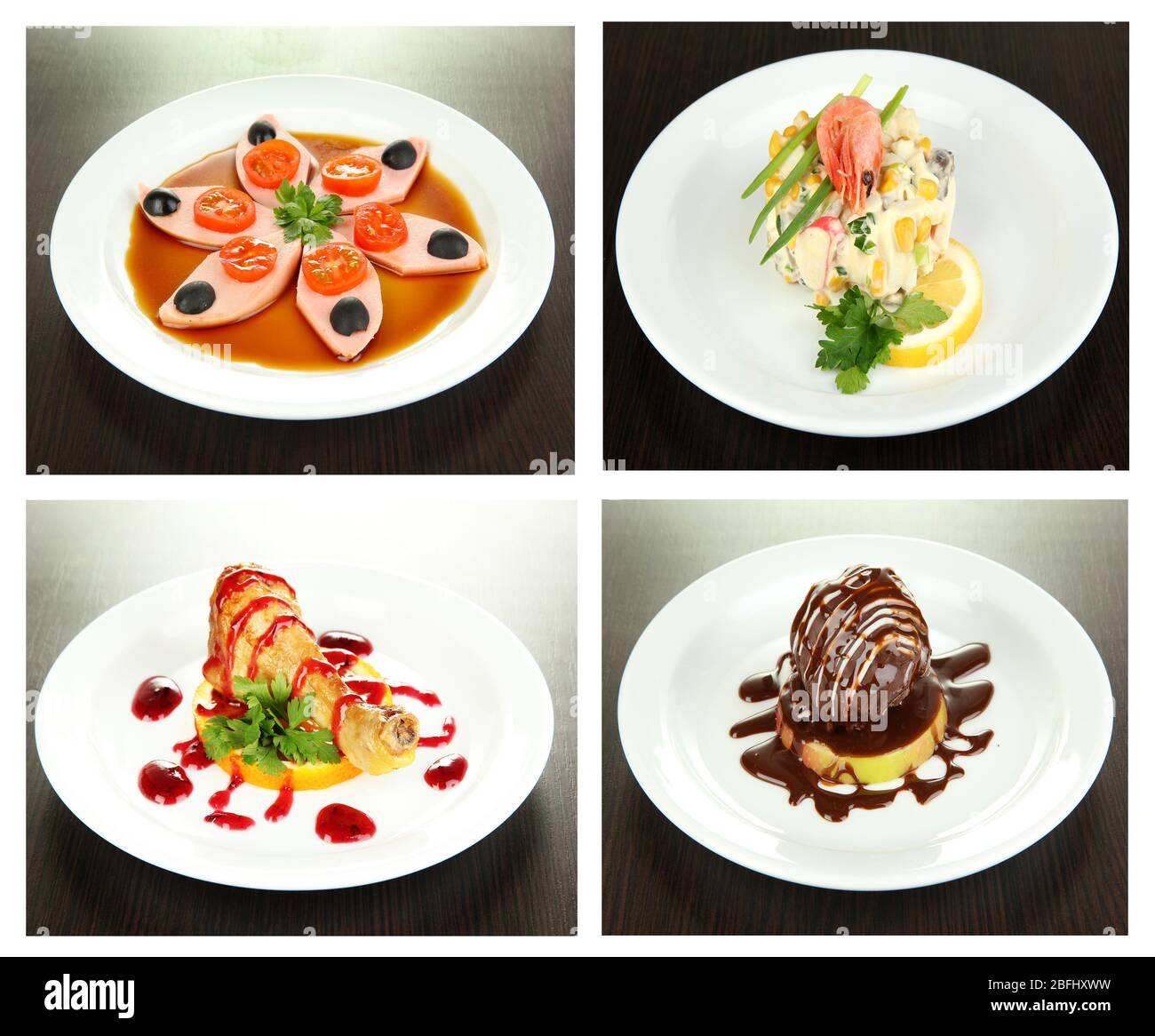 Collage of delicious food close-up Stock Photo - Alamy