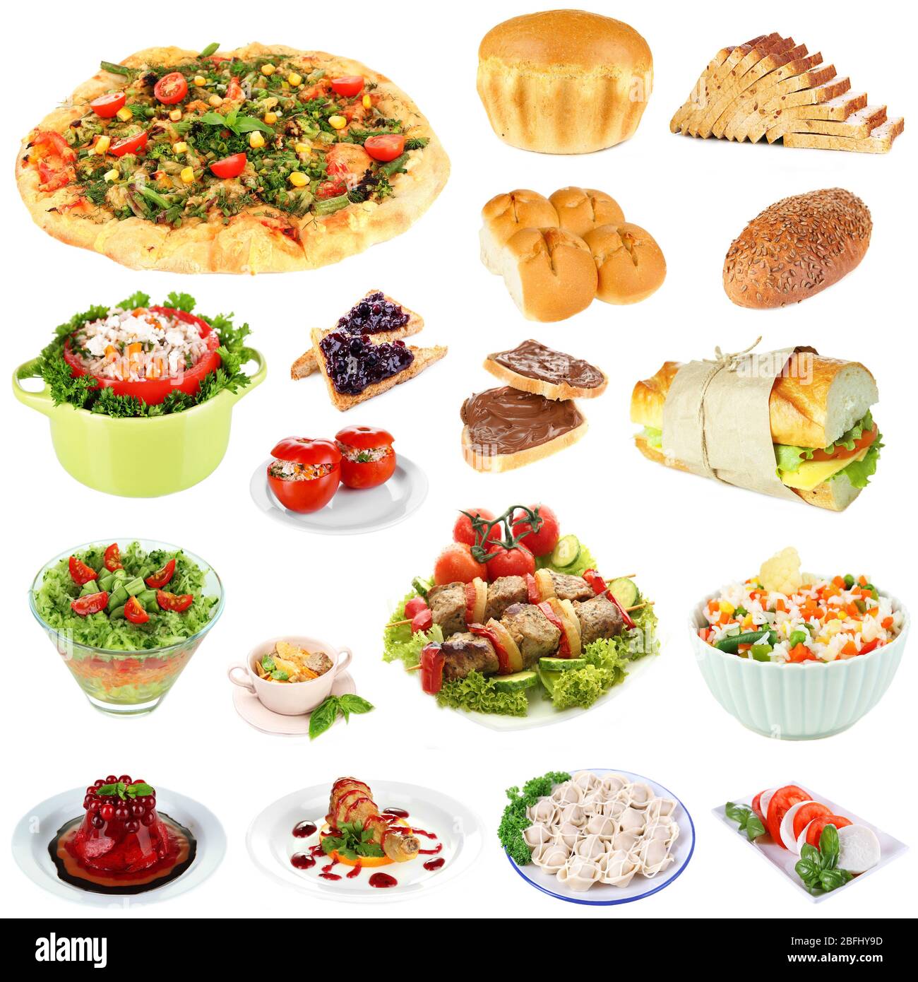Food collage isolated on white Stock Photo - Alamy